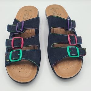 Fly Flot | Shoes | Fly Flot Leather Buckle Fasten Mule Open Toe Rainbow ...